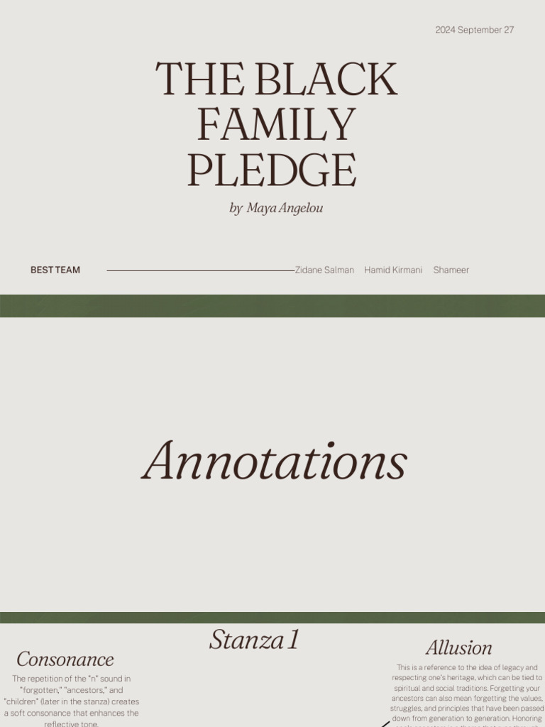 The Black Family Pledge Explained | PDF | Poetry | Psychological Resilience