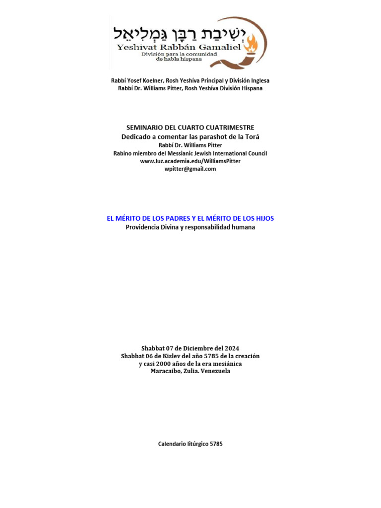07 LECCIONES DE TORÁ 5785 Parashá Vayetzé 5785 | PDF | Salvación | Abrahán