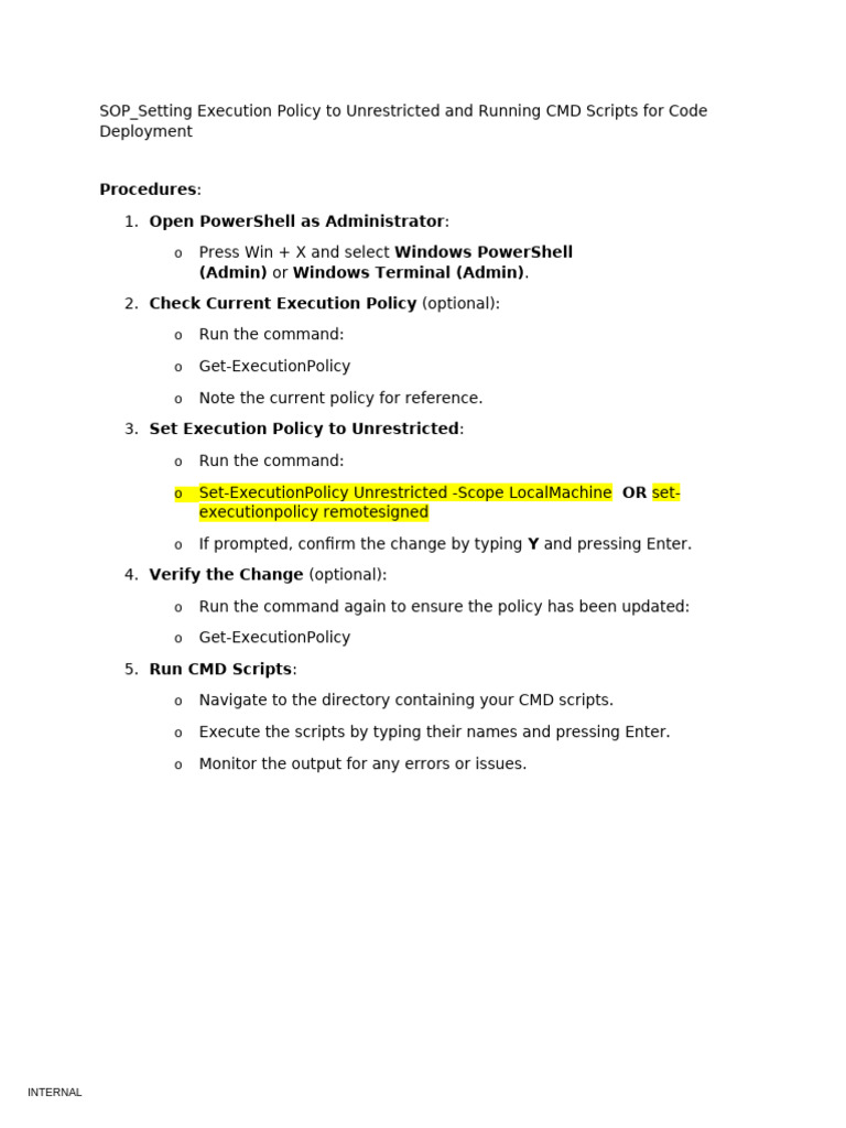 SOP - Setting Execution Policy To Unrestricted and Running CMD Scripts ...