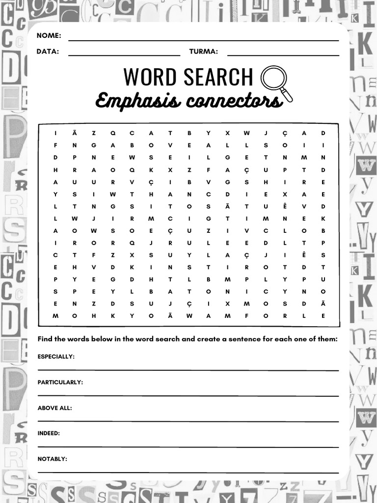 Word Search (Emphasis Connectors) | PDF