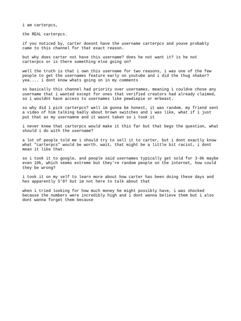 I Am Carterpcs | PDF
