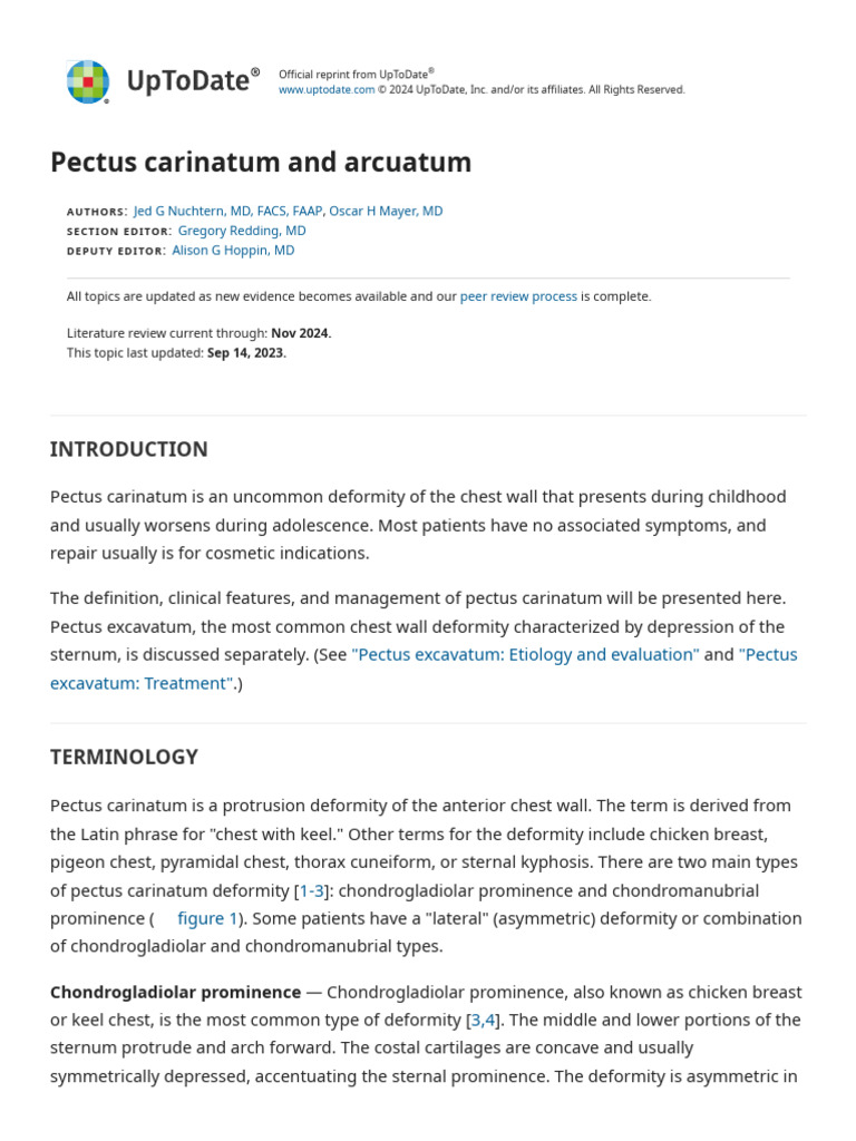 Pectus Carinatum and Arcuatum - UpToDat | PDF | Clinical Medicine ...
