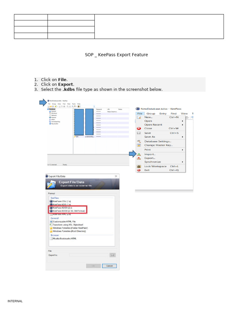 SOP - KeePass Export Feature | PDF