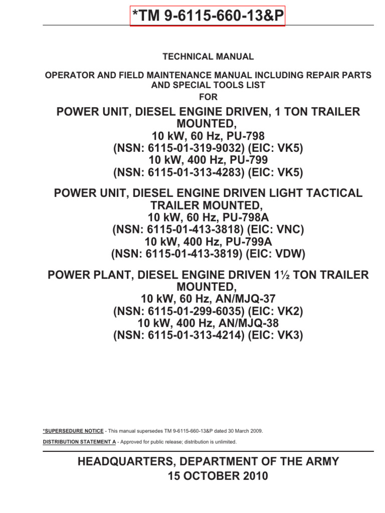 Diesel Generator Maintenance Manual | PDF | Trailer (Vehicle) | Switch