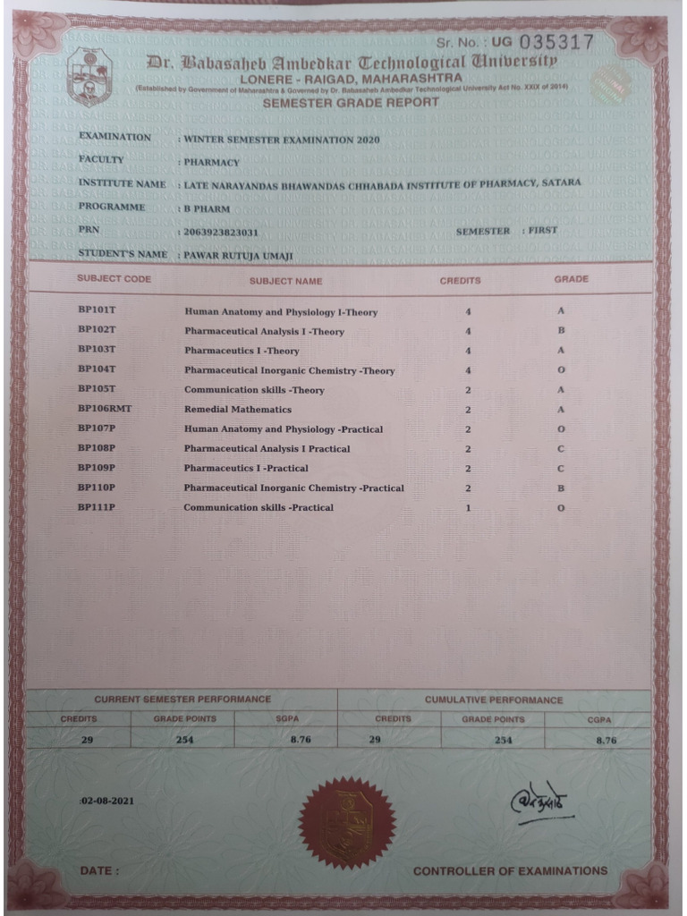 sem 1 original result | PDF