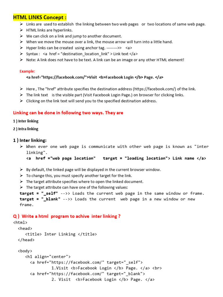 HTML Links - by - JS Rao - Sir | PDF | Hyperlink | Html Element