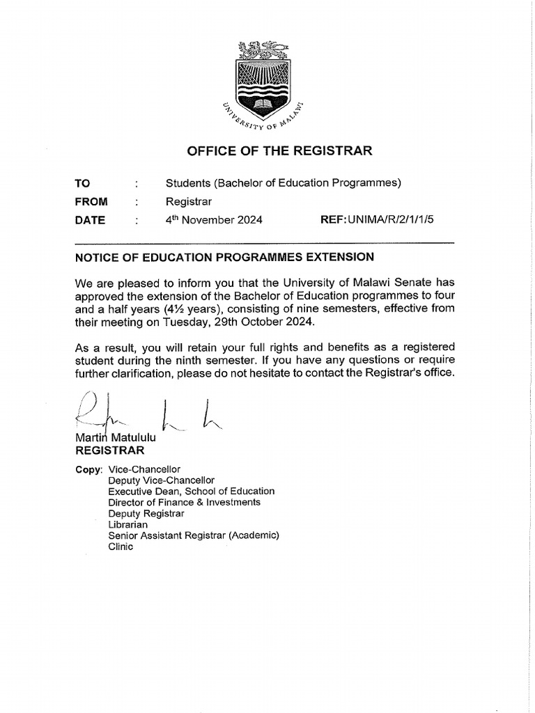 Notice of Extension of Education Programmes | PDF
