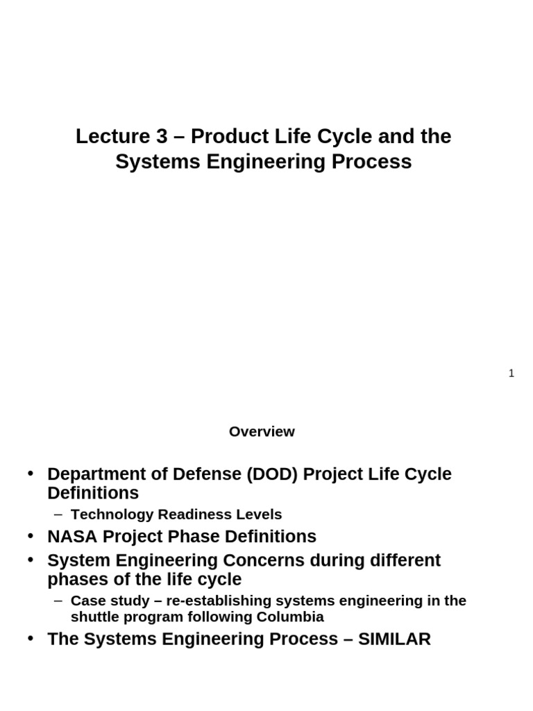 Lecture 3 - Product Life Cycle and Systems Engineering Process | PDF | Prototype | System