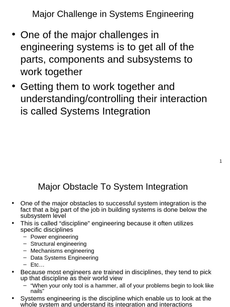 Lecture 2 - Systems, Subsystems and Integration Part C | PDF ...