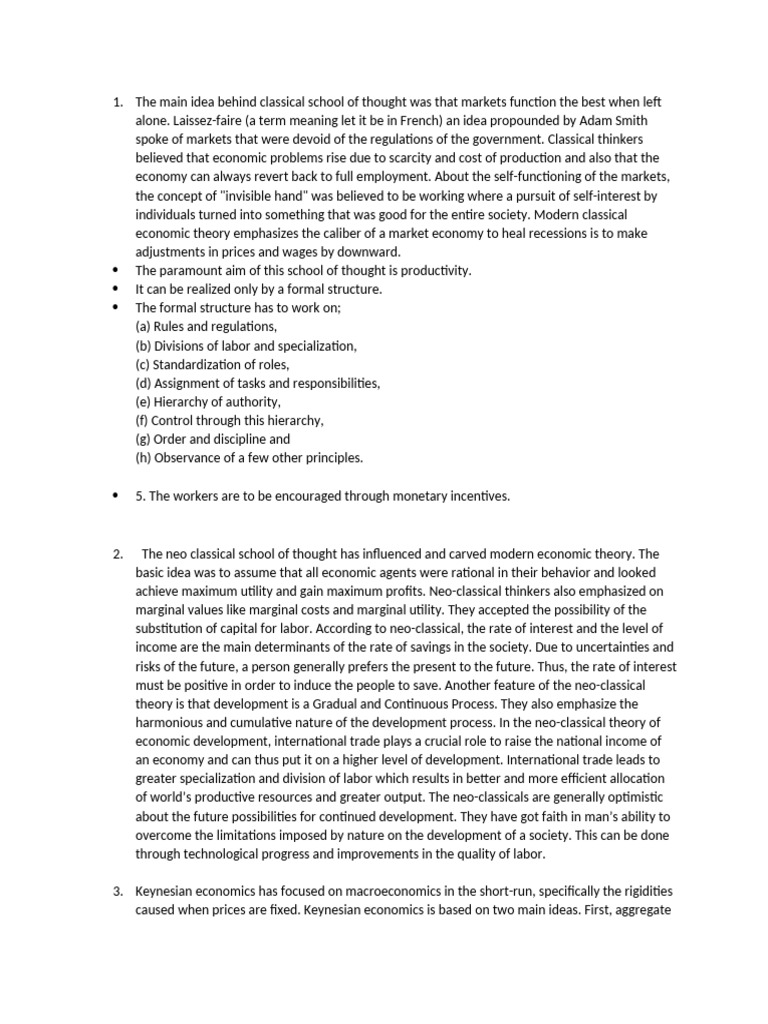 Economic Schools of Thought | PDF | Keynesian Economics | Economics