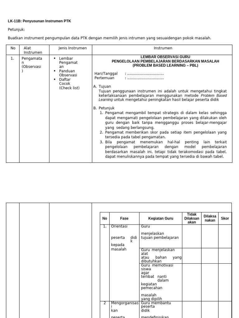 Instrumen PTK | PDF