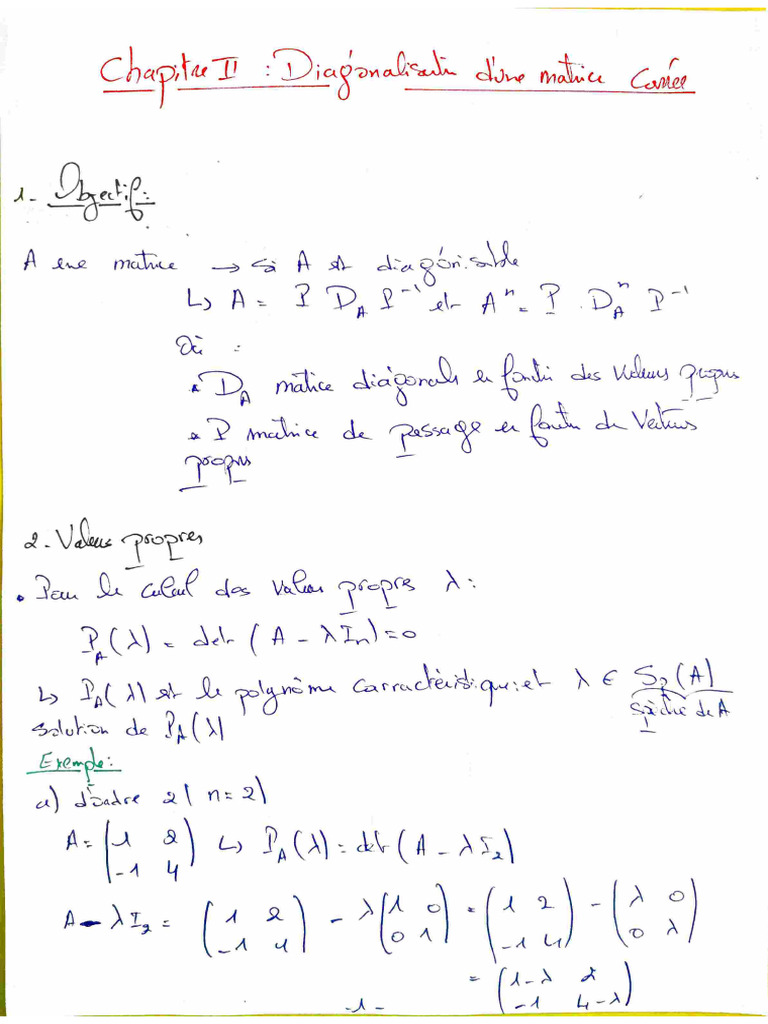 Maths de Ling Chapitre 2 Diagonalisation Dune Matrice Carre | PDF