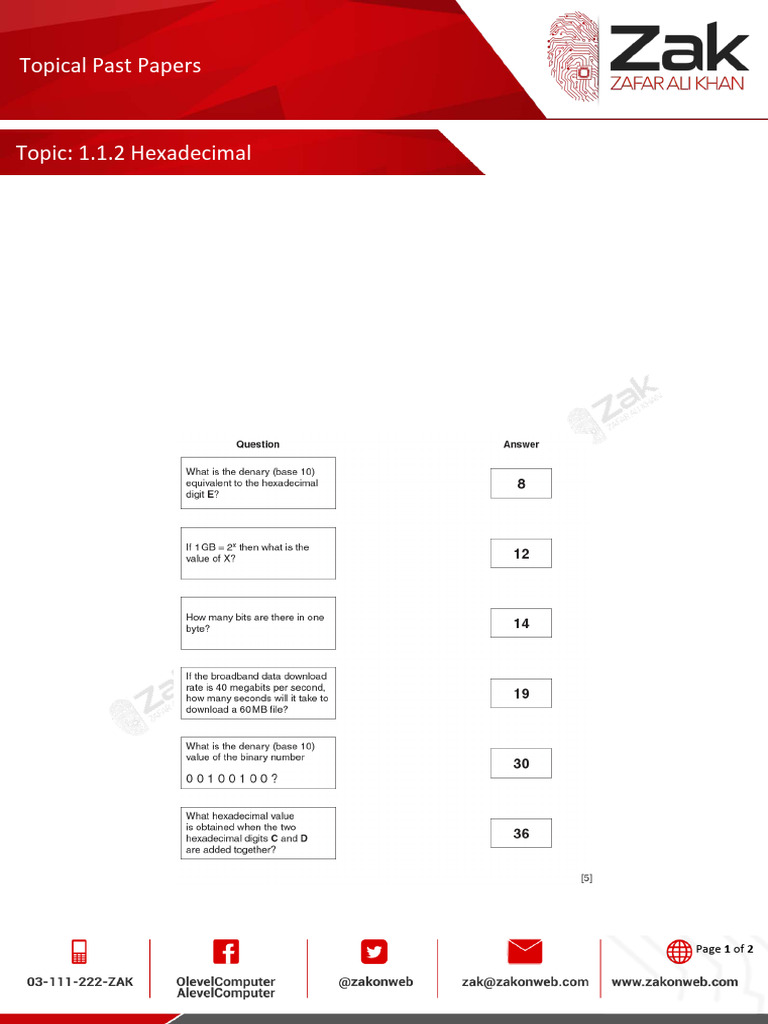 1.1.2 Hexadecimal | PDF