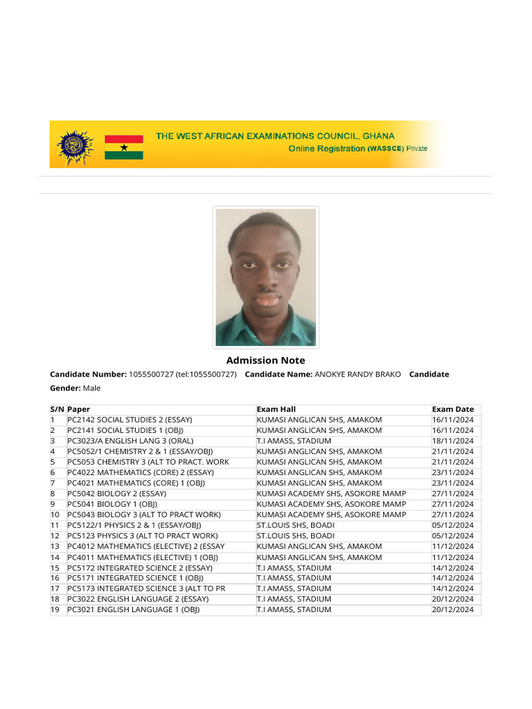 WAEC Ghana Registration | PDF