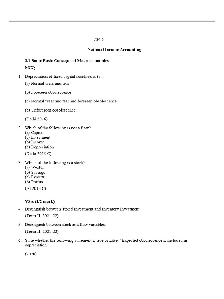 Class 12 Economics Part-1 Cbse Pyq Chapter Wise Topic Wise | PDF ...