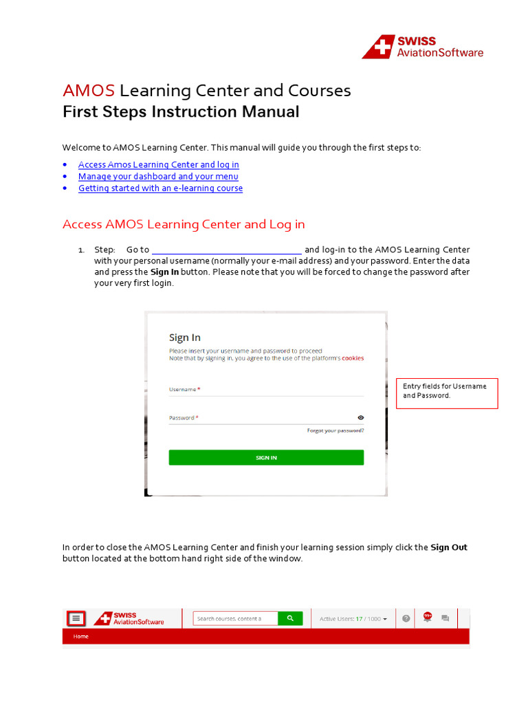 AMOS Learning Center User Guide | PDF | Login | Software