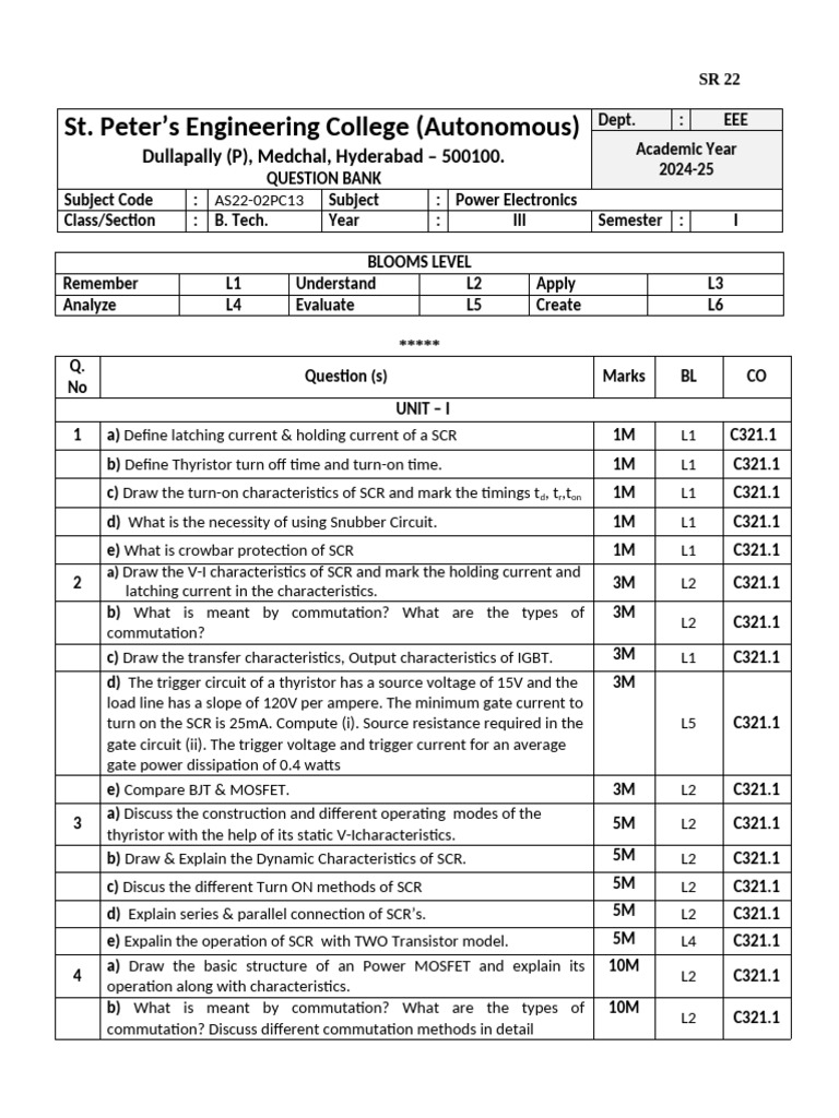 Question Bank-Power Electronics | PDF | Power Inverter | Rectifier