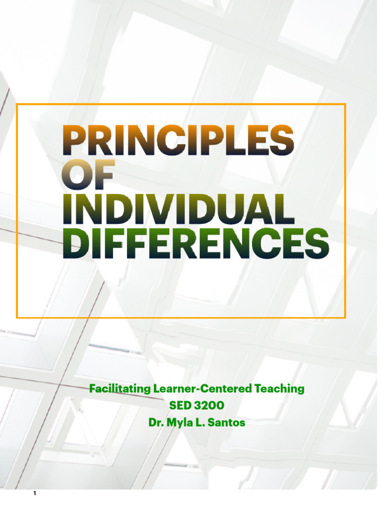 LESSON 4. Principles of Individual Differences | PDF | Learning ...