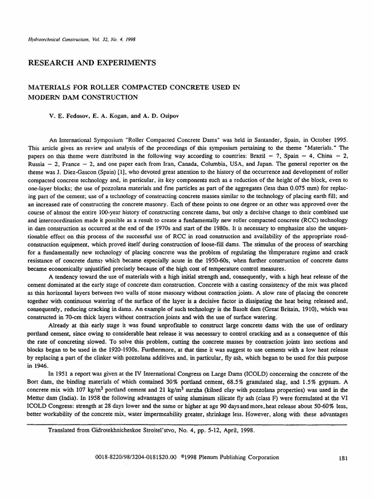 Fedosov RCC Materials | PDF | Concrete | Cement