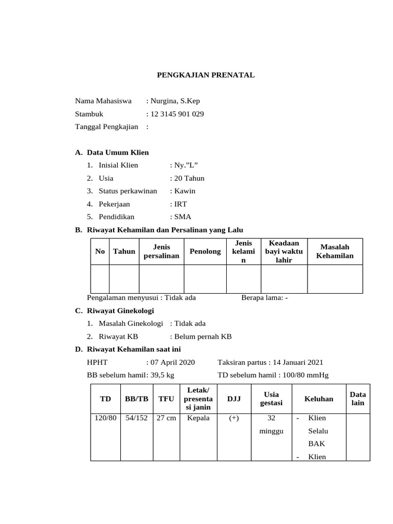 Contoh Pengkajian Anc | PDF