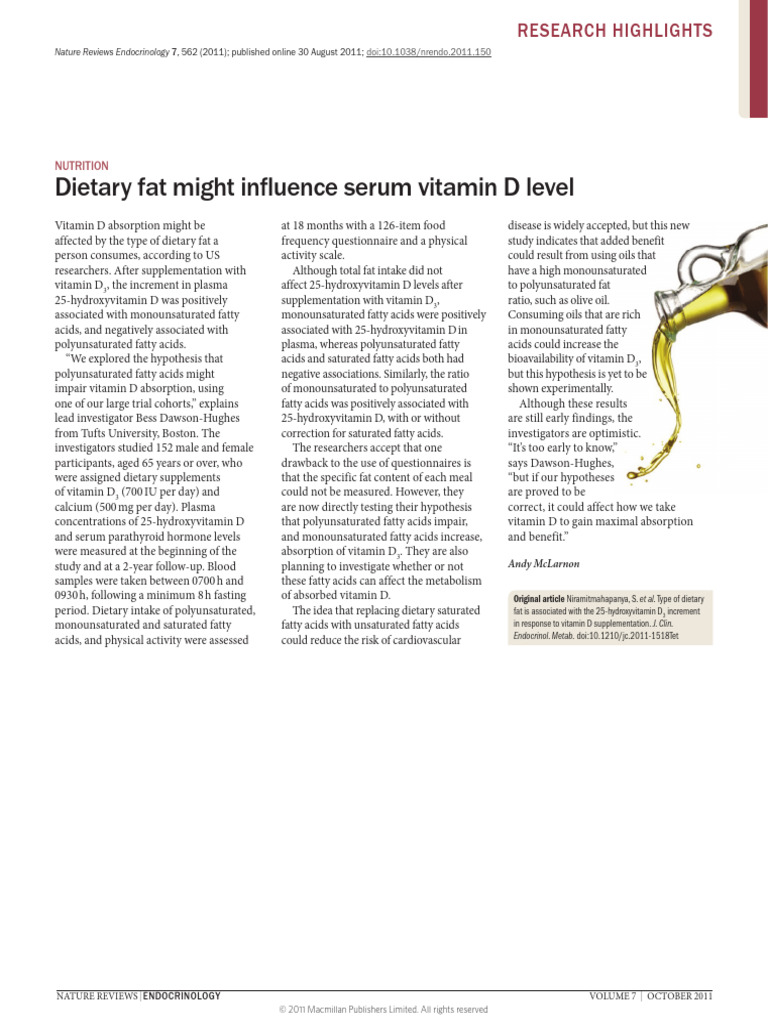 McLarnon_2011_Dietary Fat Might Influence Serum Vitamin D Level | PDF | Fat | Polyunsaturated Fat