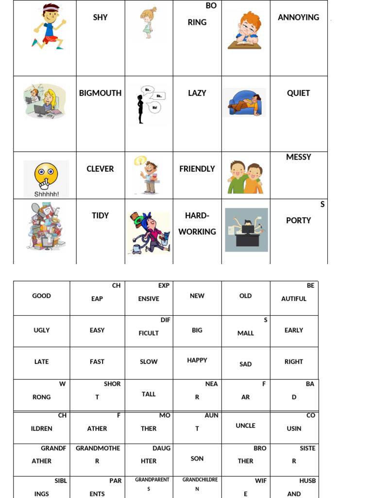 A2 ADJECTIVES DOMINO | PDF