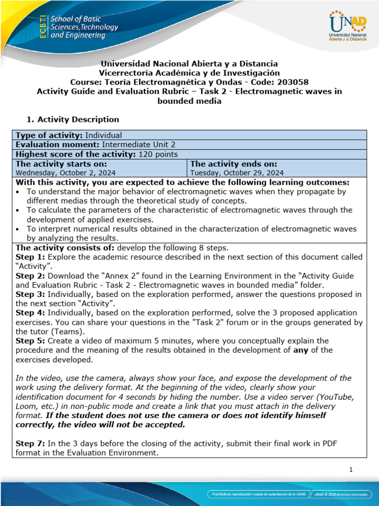 Activity Guide and Evaluation Rubric - Unit 2 - Task 2 - Electromagnetic Waves in Bounded Media ...