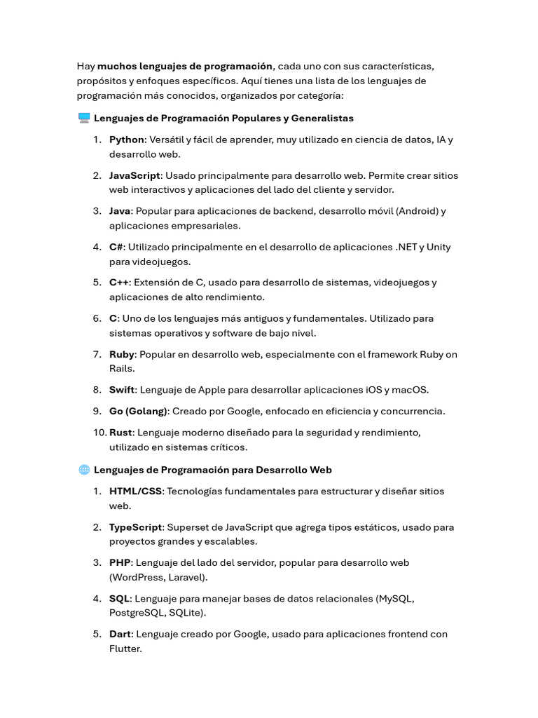 Hay Muchos Lenguajes de Programación | PDF | Lenguaje de programación | Programacion Funcional