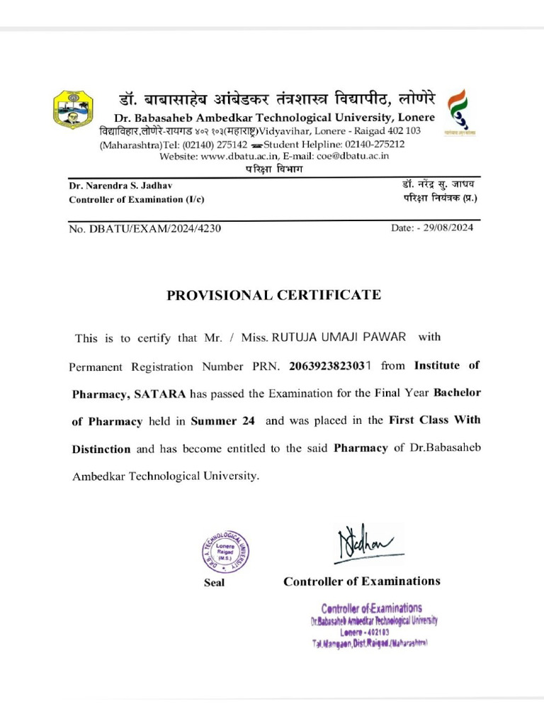 Provisional Certificate | PDF