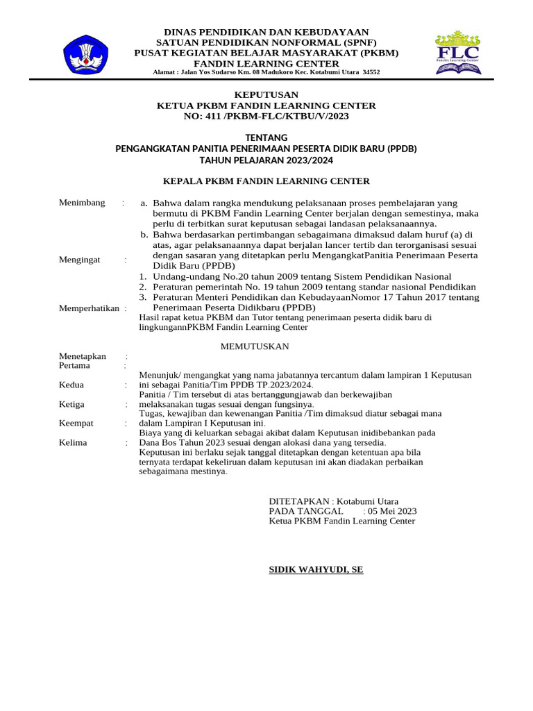 SK PPDB 2020-2021 - WWW - Dapodik.co - Id | PDF