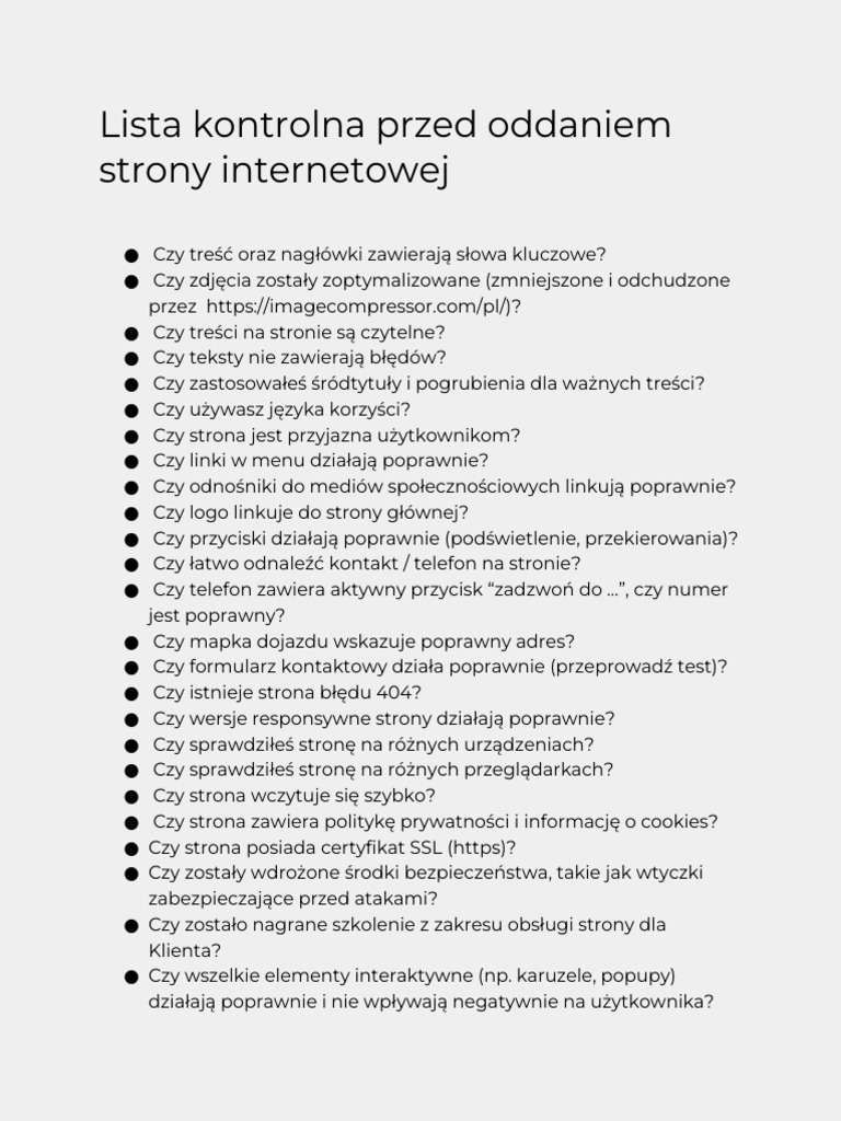 Kopia Lista kontrolna | PDF