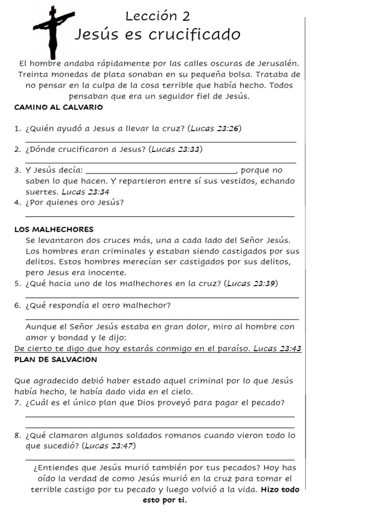 Leccion 2 Jesus Es Crucificado | PDF | Jesús | Creencia religiosa y doctrina