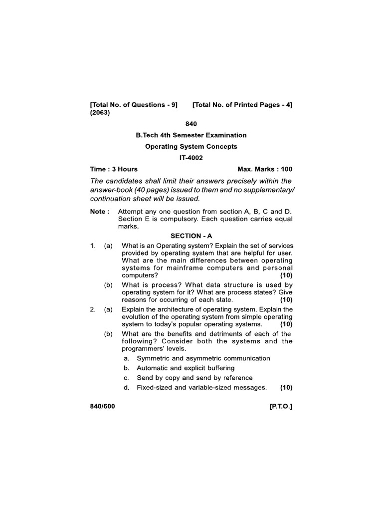 Btech It 4 Sem Operating System Concepts It 4002 840 Jun 2013 | PDF Btech It 4 Sem Operating System Concepts It 4002 840 Jun 2013 | PDF