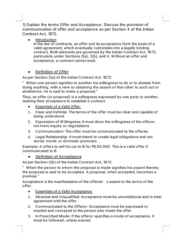 Contract Assignment Answers | PDF | Offer And Acceptance | Consideration