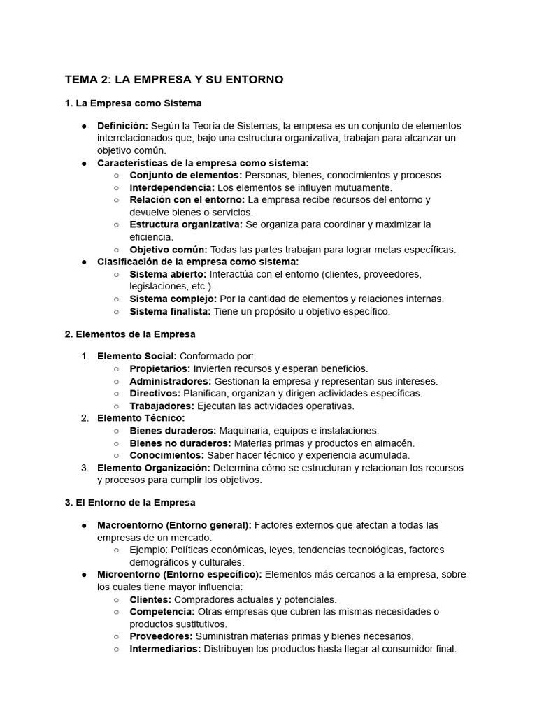 Resume Tema 2 EIE | PDF | Business | Economias