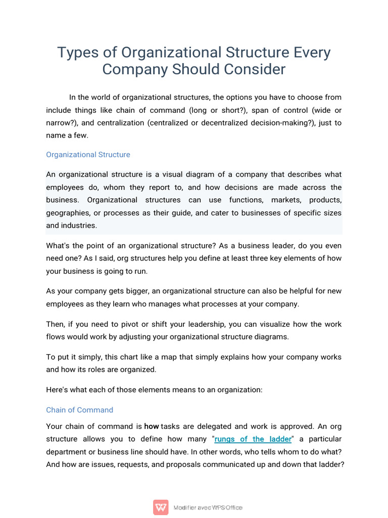 Partager Types of Organizational Structure Every Company Should ...