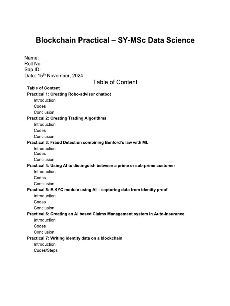 A001 Blockchain Practical Journal | PDF