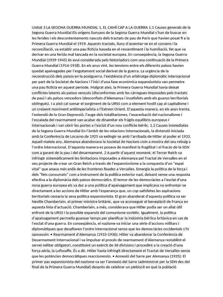 Unitat 3 LA SEGONA GUERRA MUNDIAL 1 | PDF