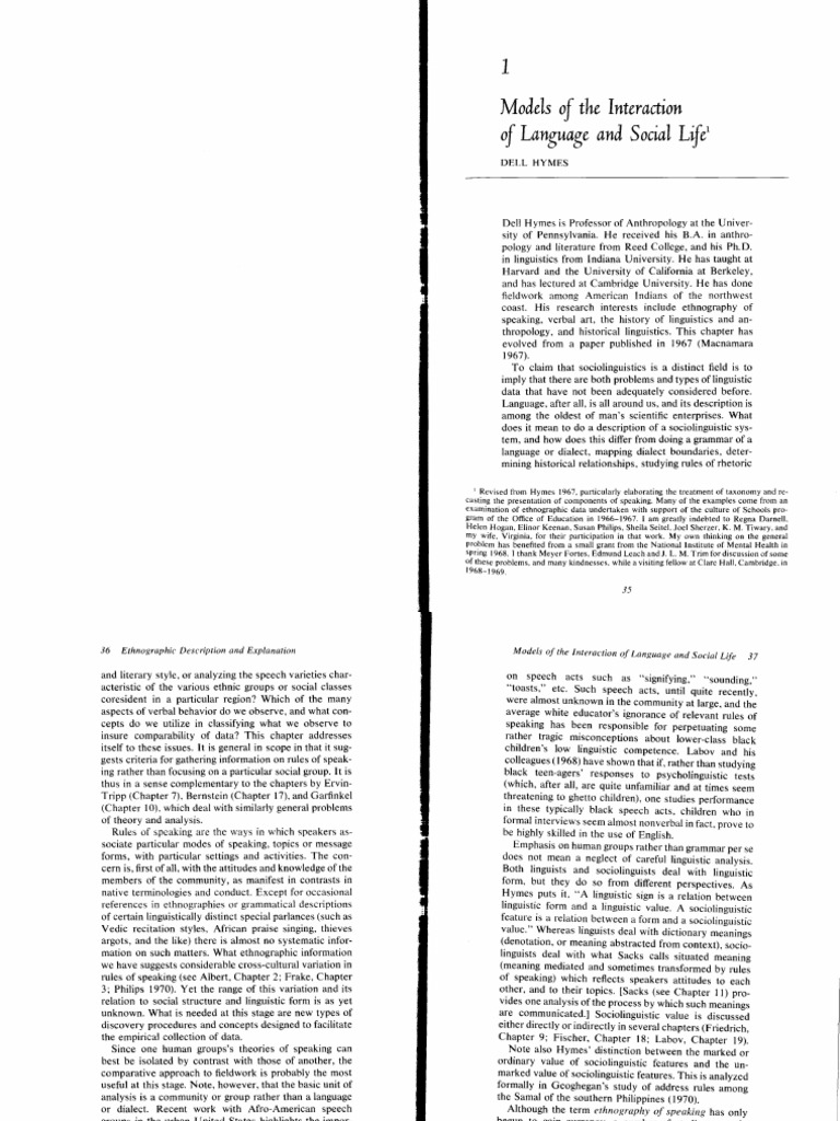 Hymes - 1972 - Models of The Interaction of Language and Social Life ...