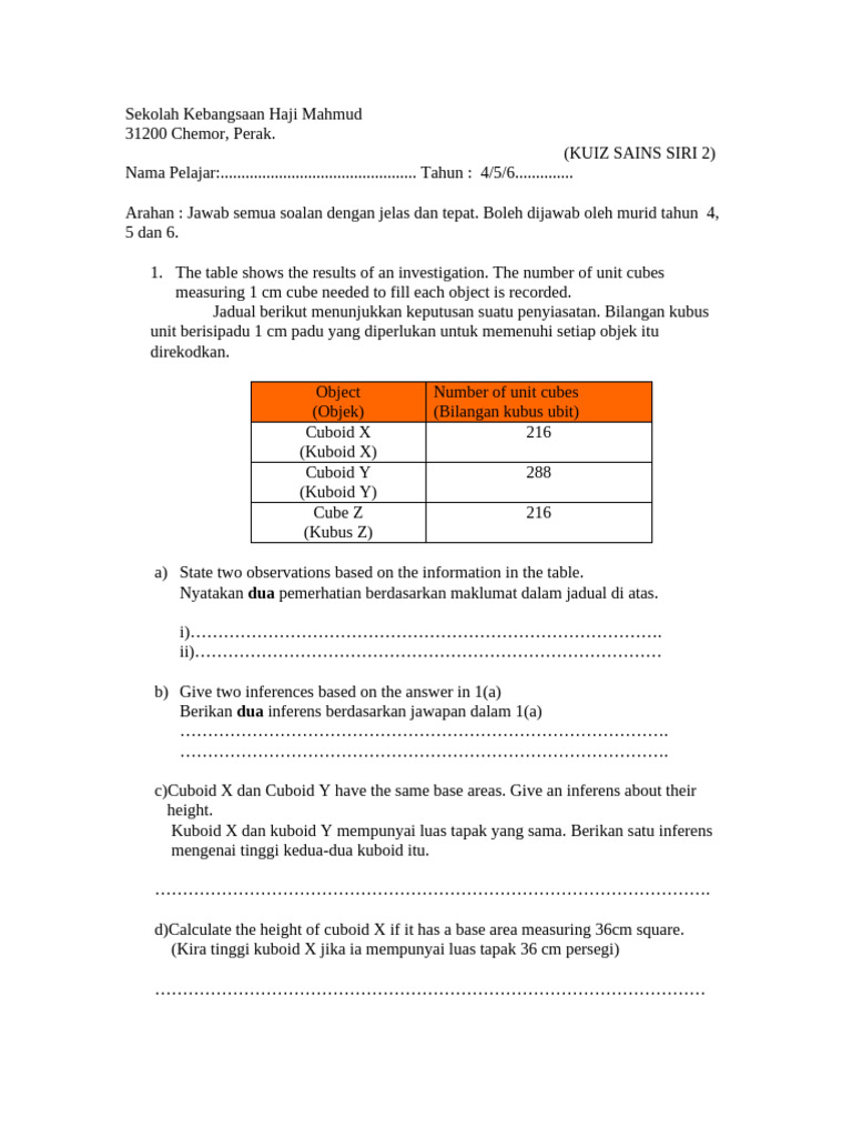 Kuiz Sains Siri 2 | PDF