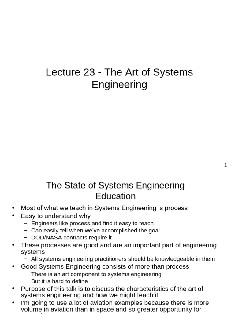 Lecture 23 - The Art of Systems Engineering | PDF | Systems Engineering | Apollo Program