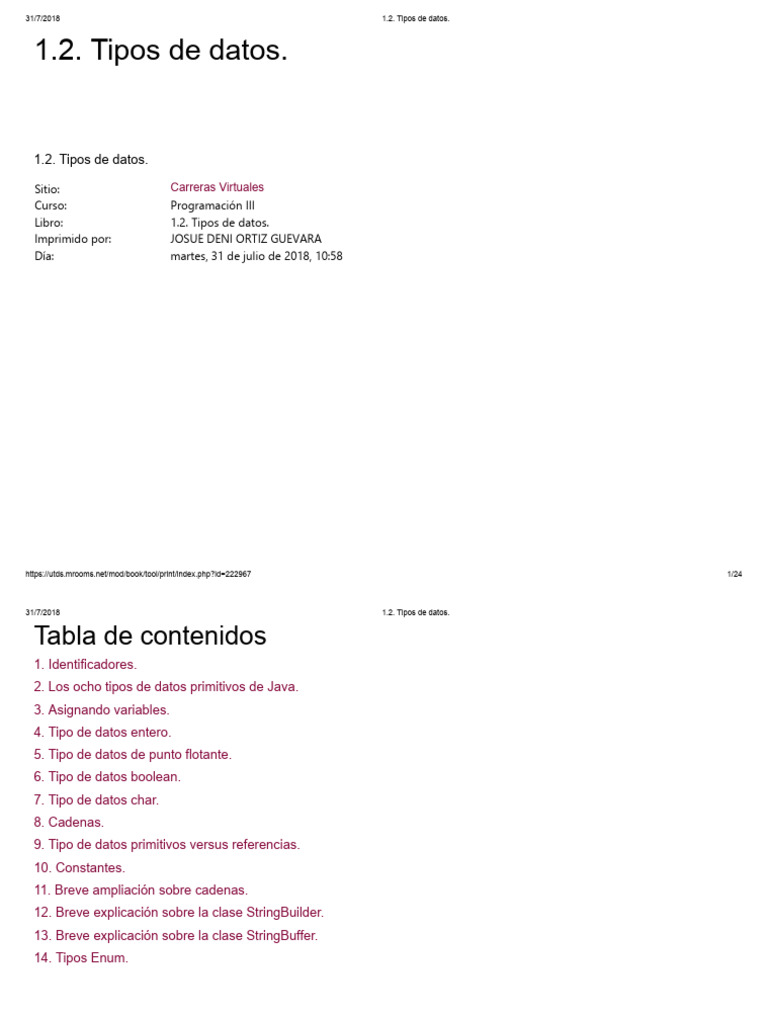 Tipos de Datos | PDF | Tipo de datos | Java (lenguaje de programación)