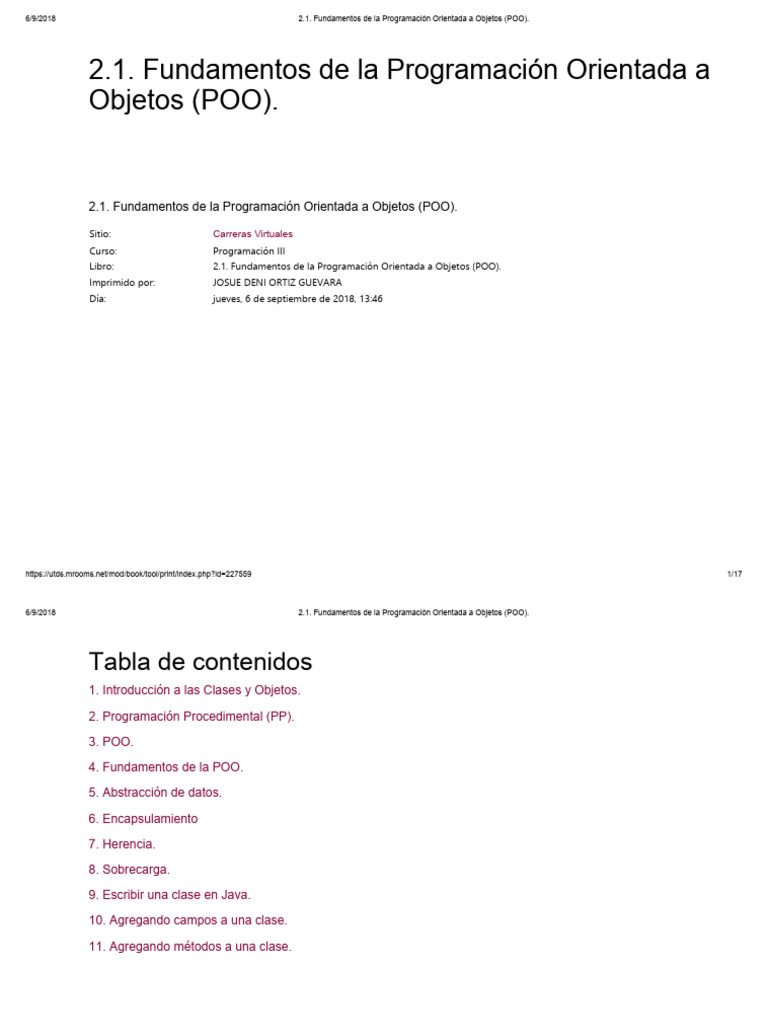 2.1. Fundamentos de La Programación Orientada A Objetos (POO) | PDF | Objeto (informática ...