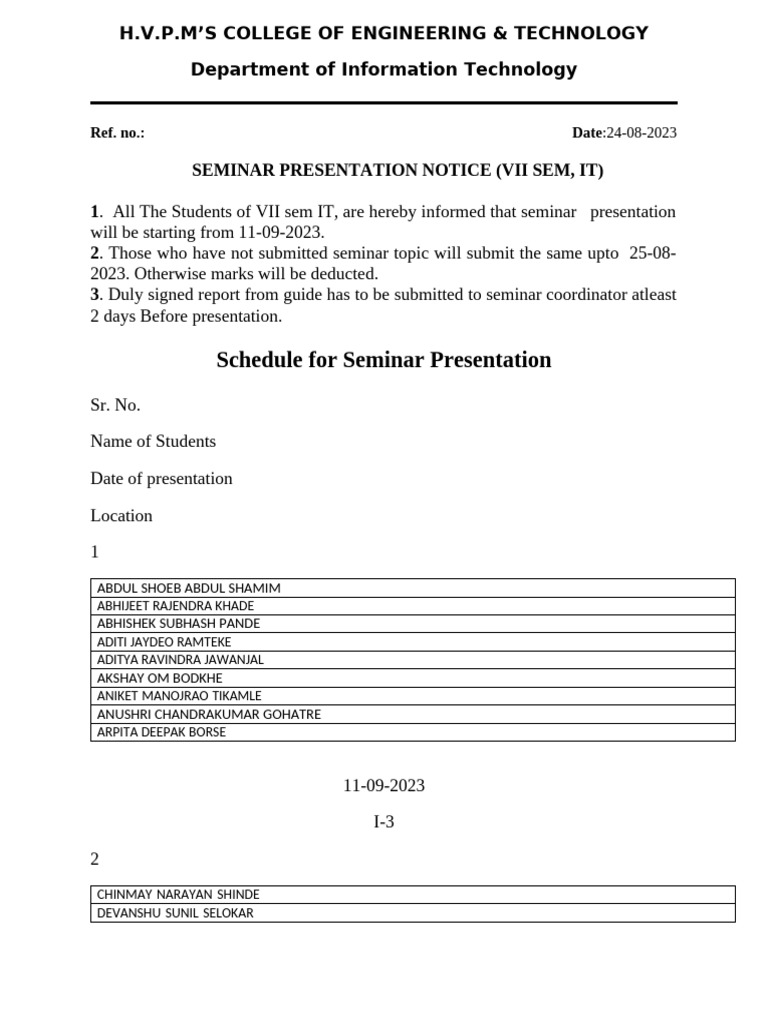 Seminar Presentation Notice | PDF