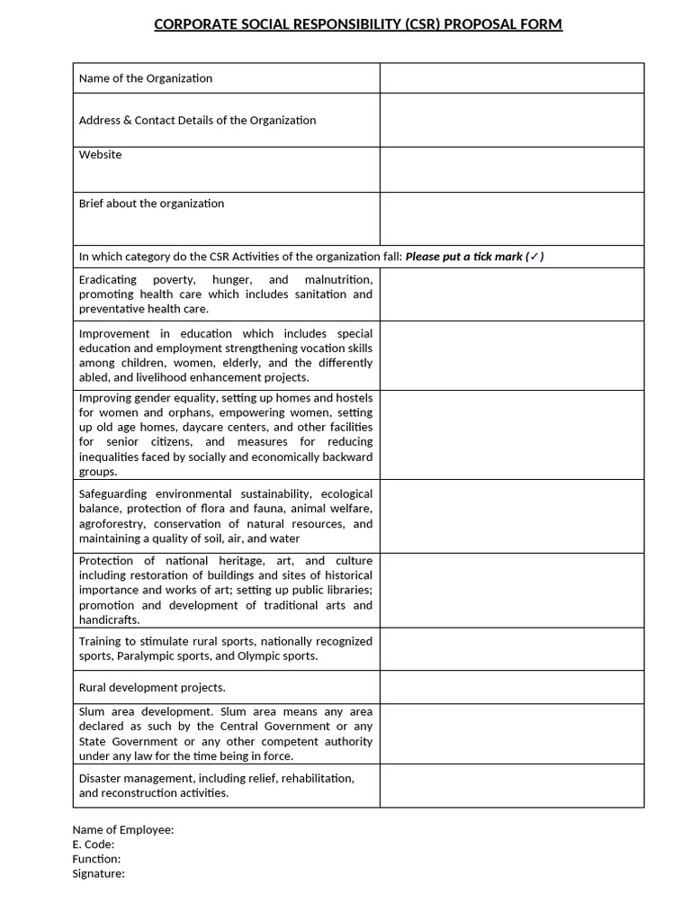 CSR Proposal Form | PDF
