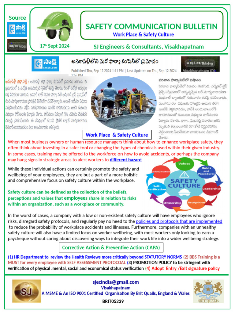 GREEN HATS - EHS COMMUNICATION Bulletin - WORK SAFETY CULTURE | PDF