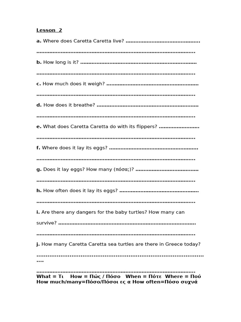 Lesson 2 Comprehension Questions BLANC | PDF