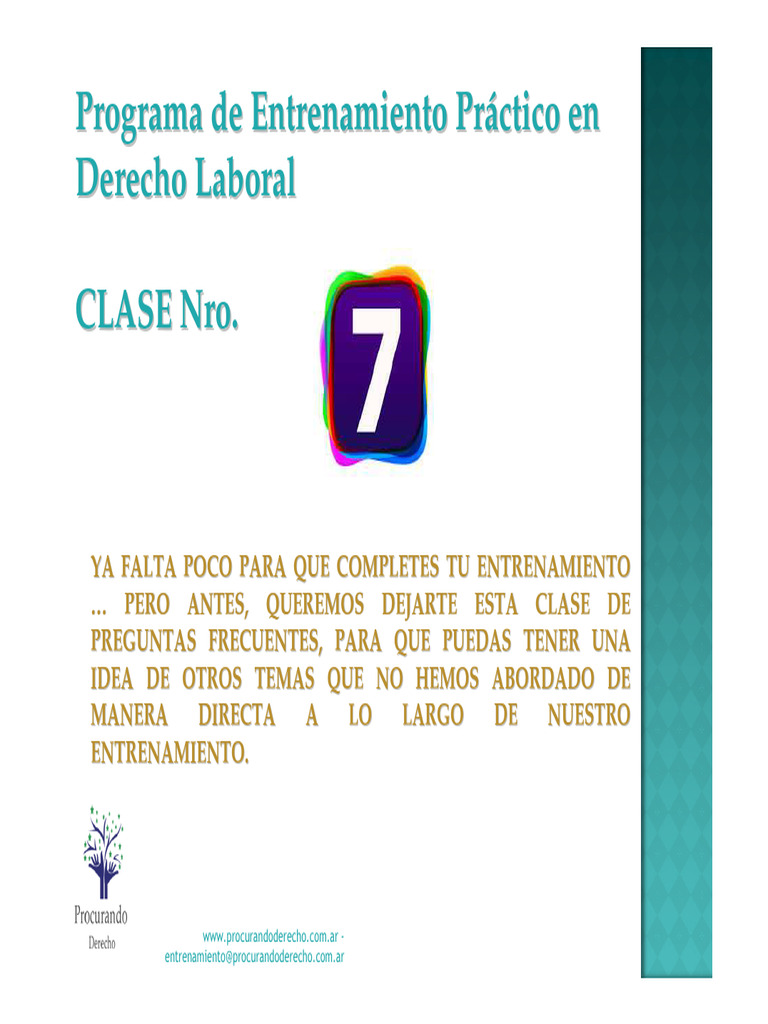 Programa de Entrenamiento Laboral - clase 7 | PDF | Derecho laboral | Estatuto de limitaciones