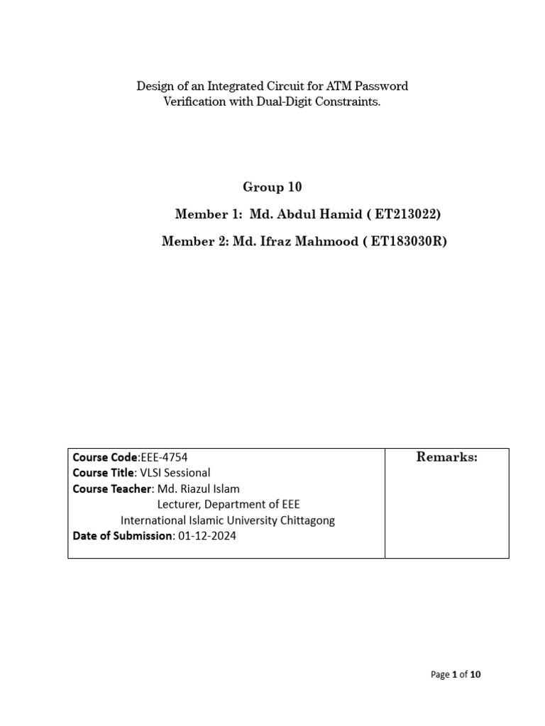 4754 Vlsi Chip Design Project Pdf Logic Gate Formal Verification