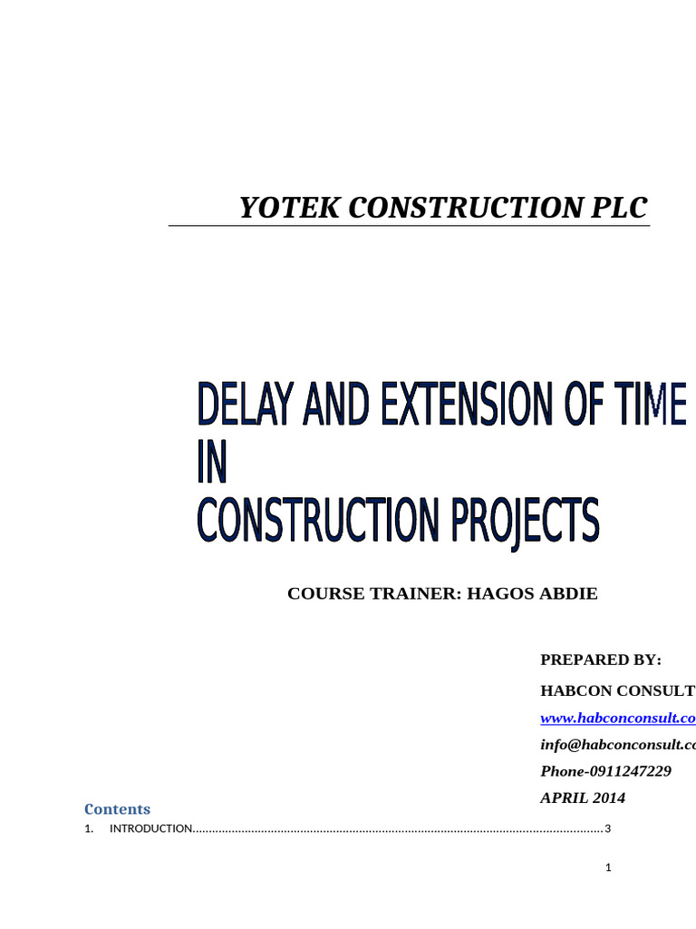 Training Module On Delay and Extension of Time | PDF | Liquidated ...